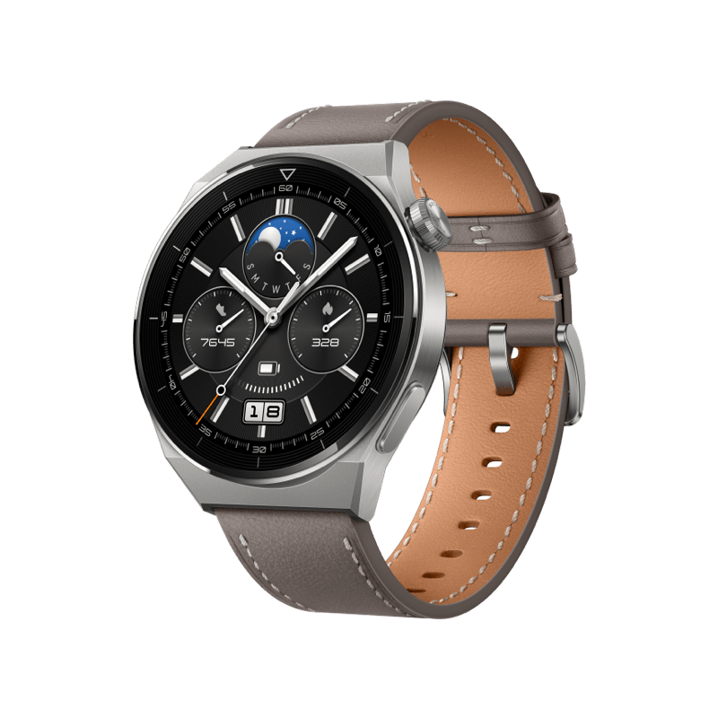 HUAWEI Watch GT3 Pro 46mm Titanyum Kasa - Gri Deri Kayış HUAWEI Watch GT3 Pro 46mm Titanyum Kasa - Gri Deri Kayış